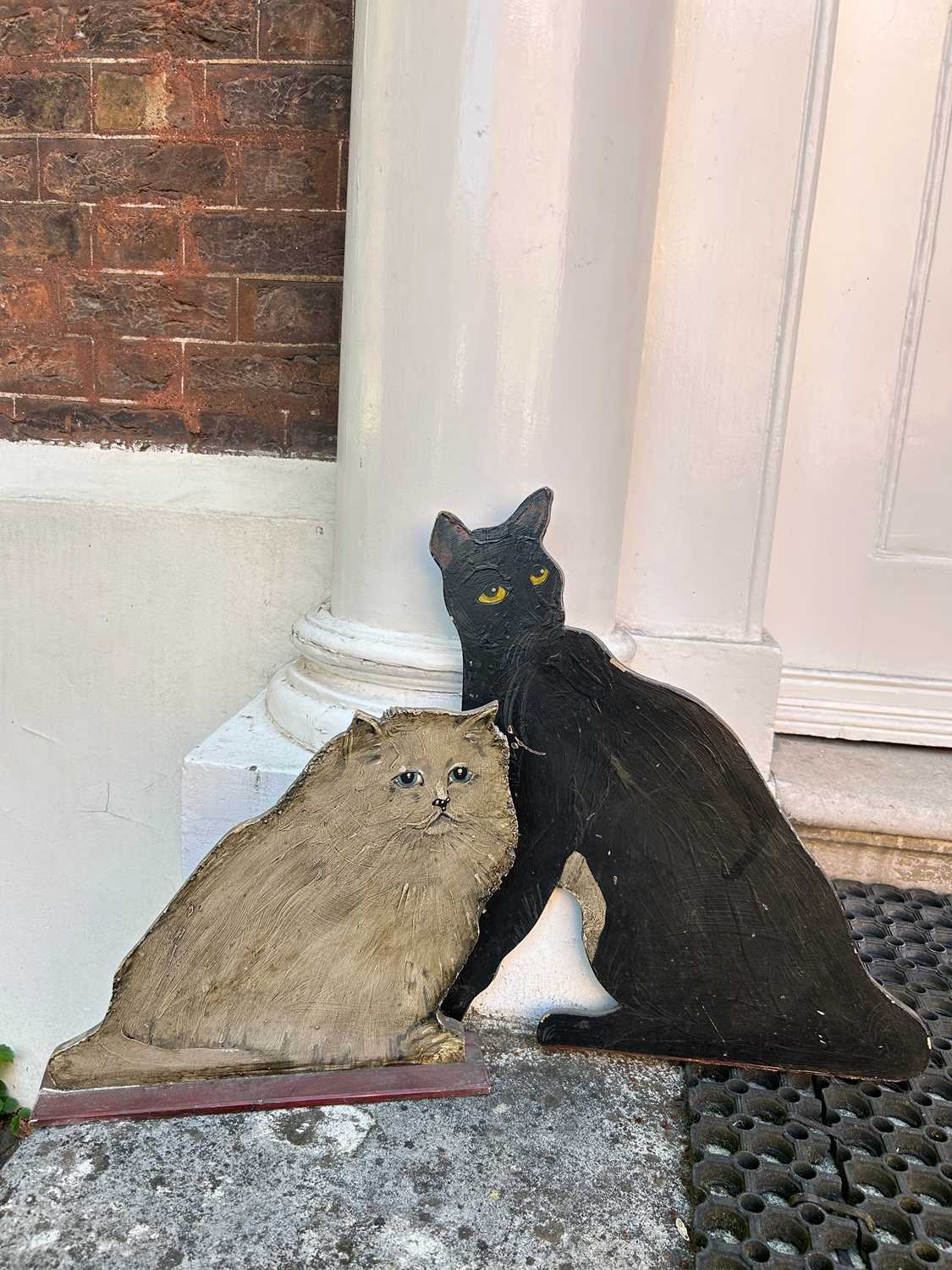 Lot 9 - TWO PAINTED WOODEN CAT DUMMY BOARDS Largest