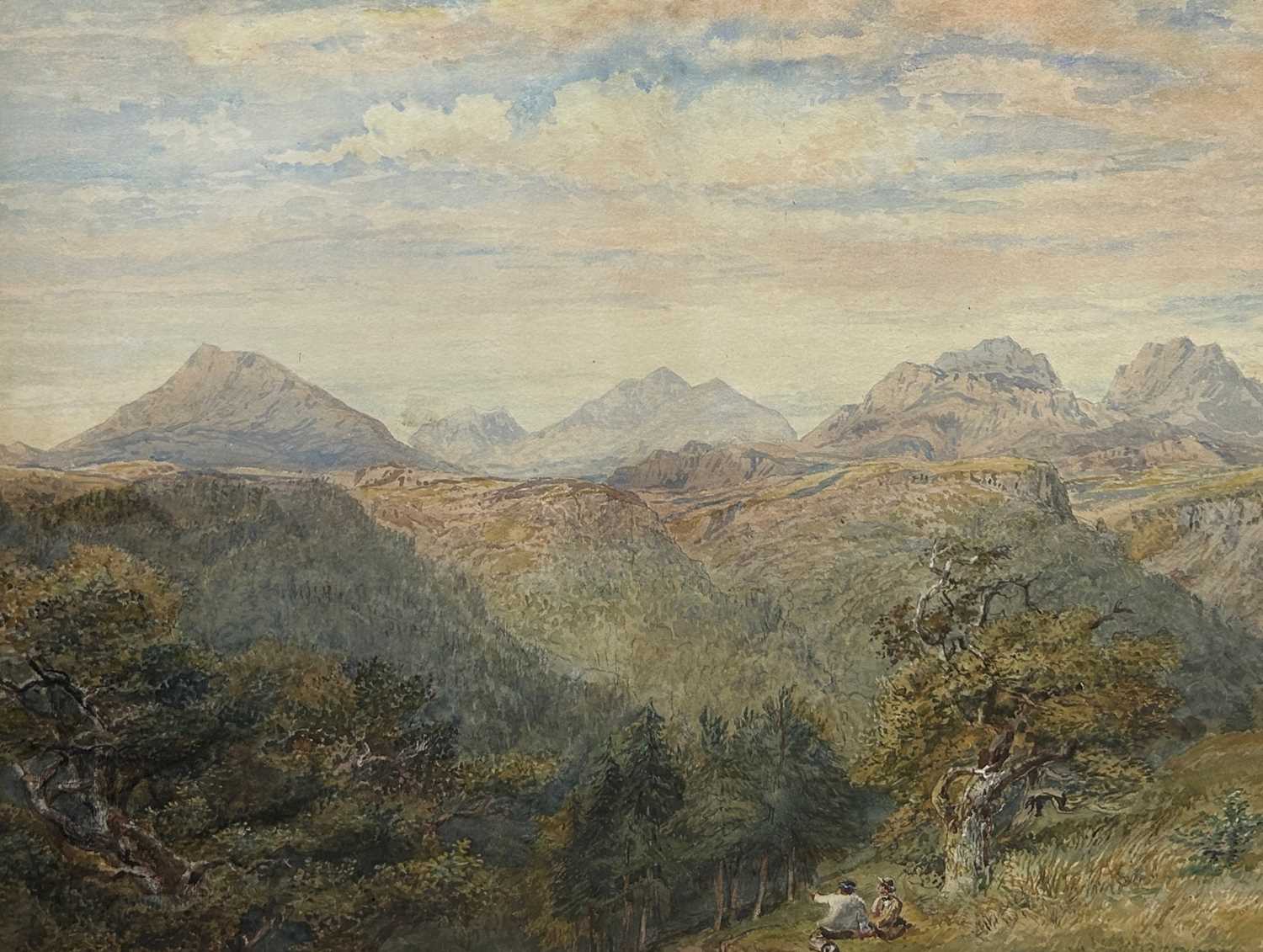Lot 563 - A LARGE TOPOGRAPHICAL WATERCOLOUR PAINTING