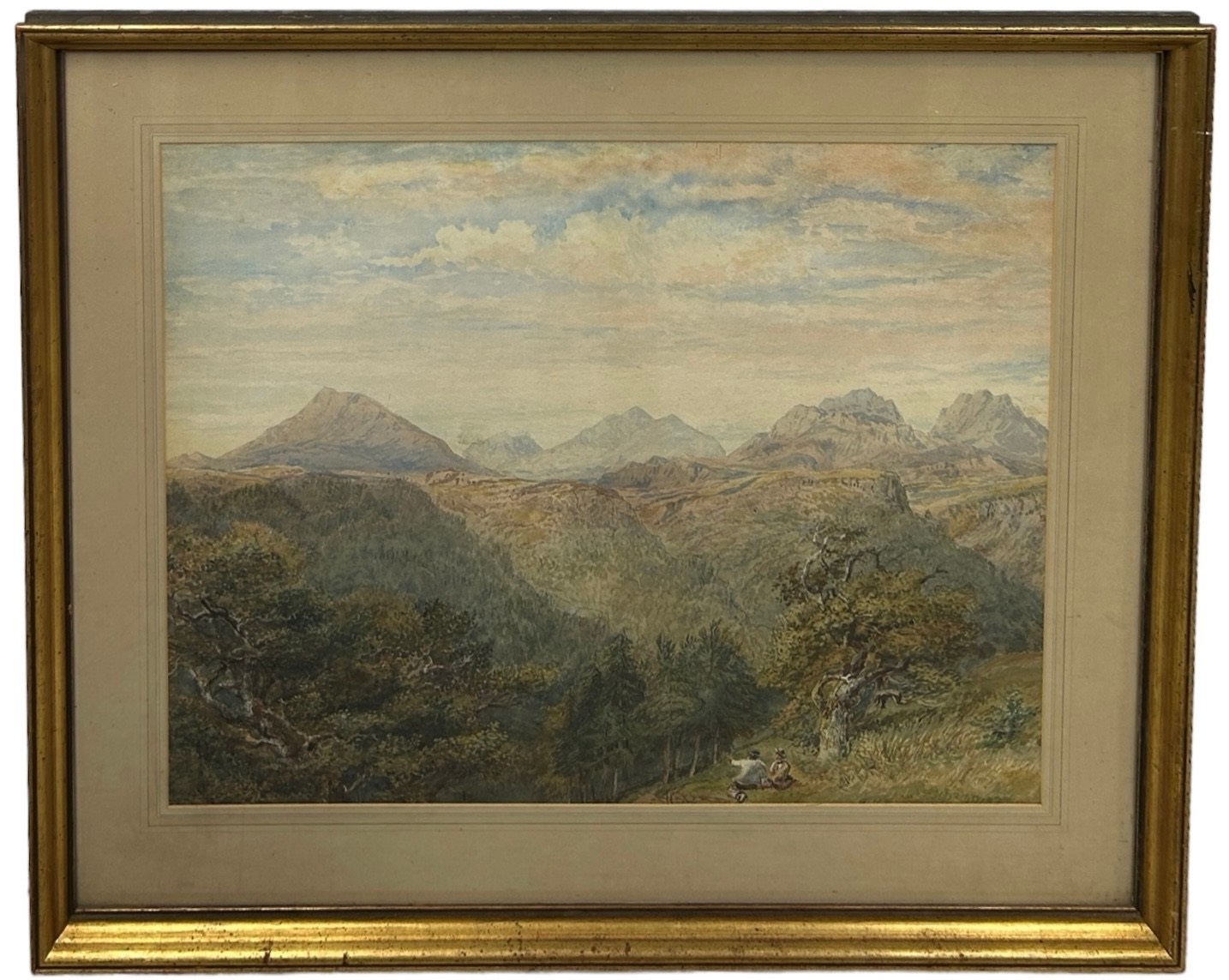Lot 563 - A LARGE TOPOGRAPHICAL WATERCOLOUR PAINTING