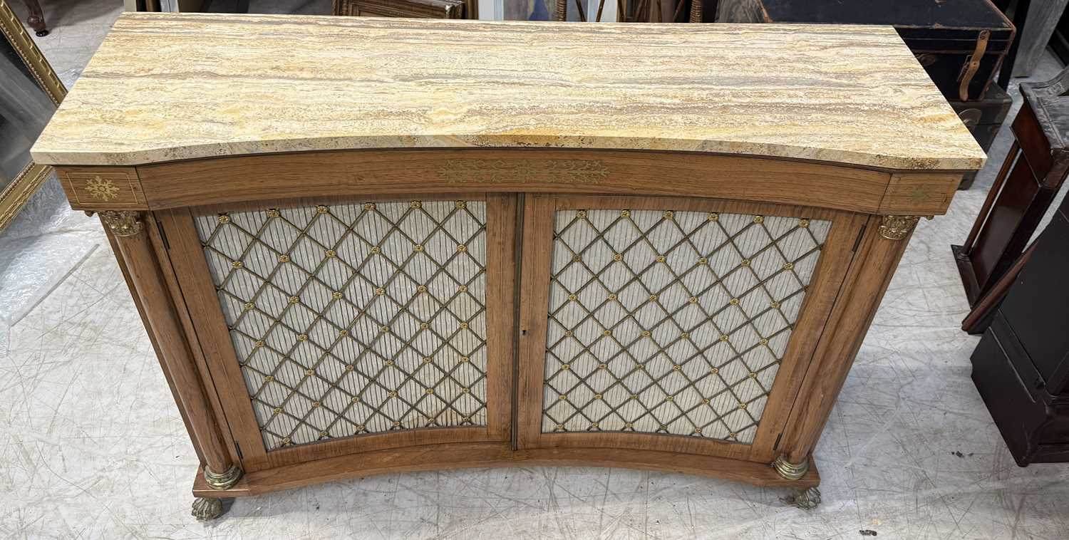 Lot 645 - A REGENCY STYLE ROSEWOOD BREAK FRONT CONSOLE