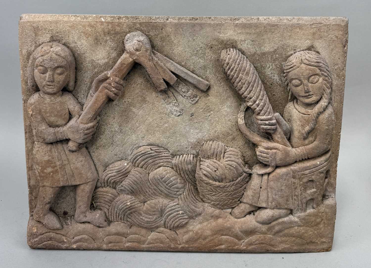 Lot 277 - A NEOCLASSICAL STONE FRIEZE DEPICTING WOOL