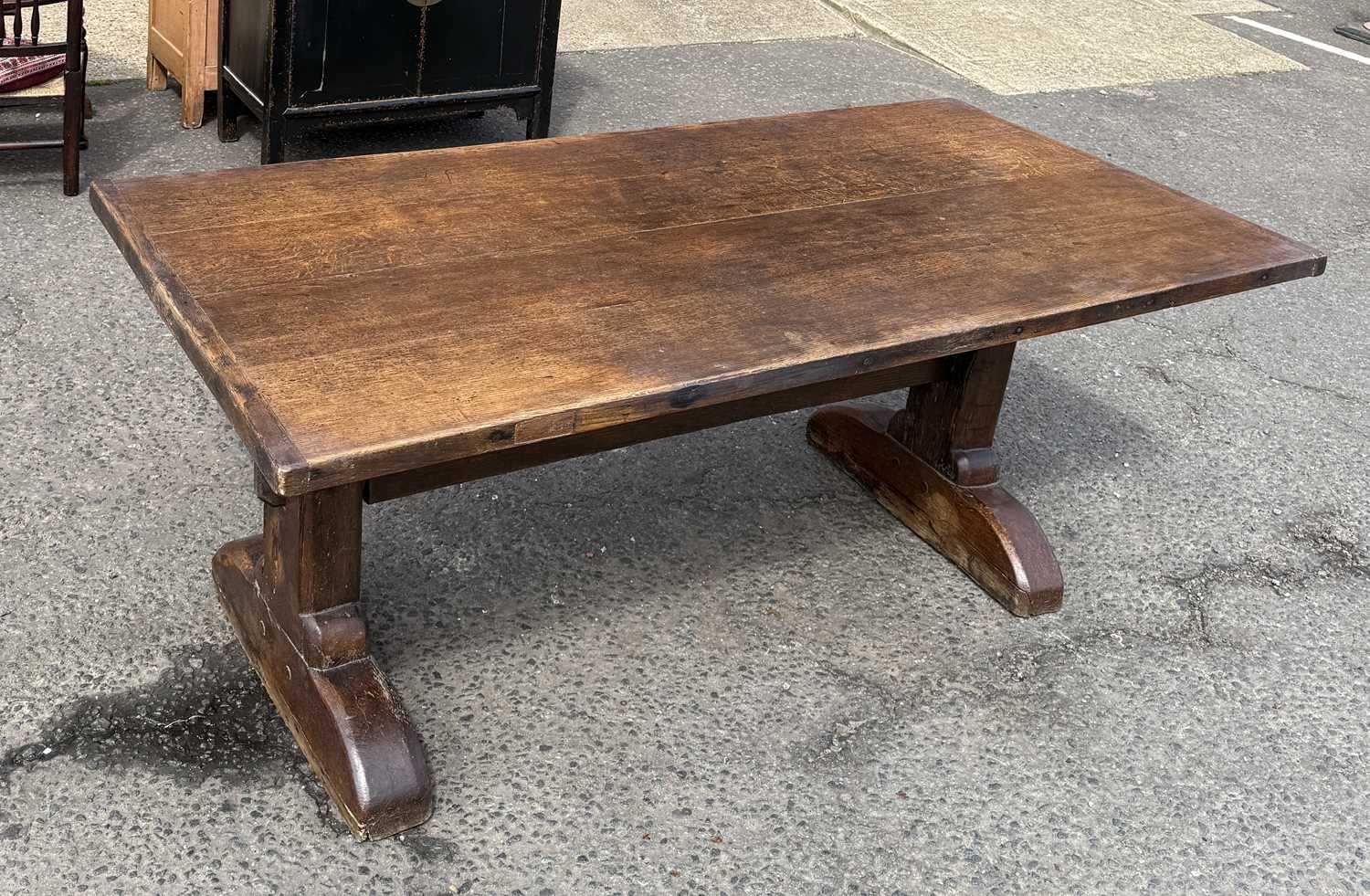 Lot 711 - AN EARLY 19TH CENTURY TRESTLE TABLE