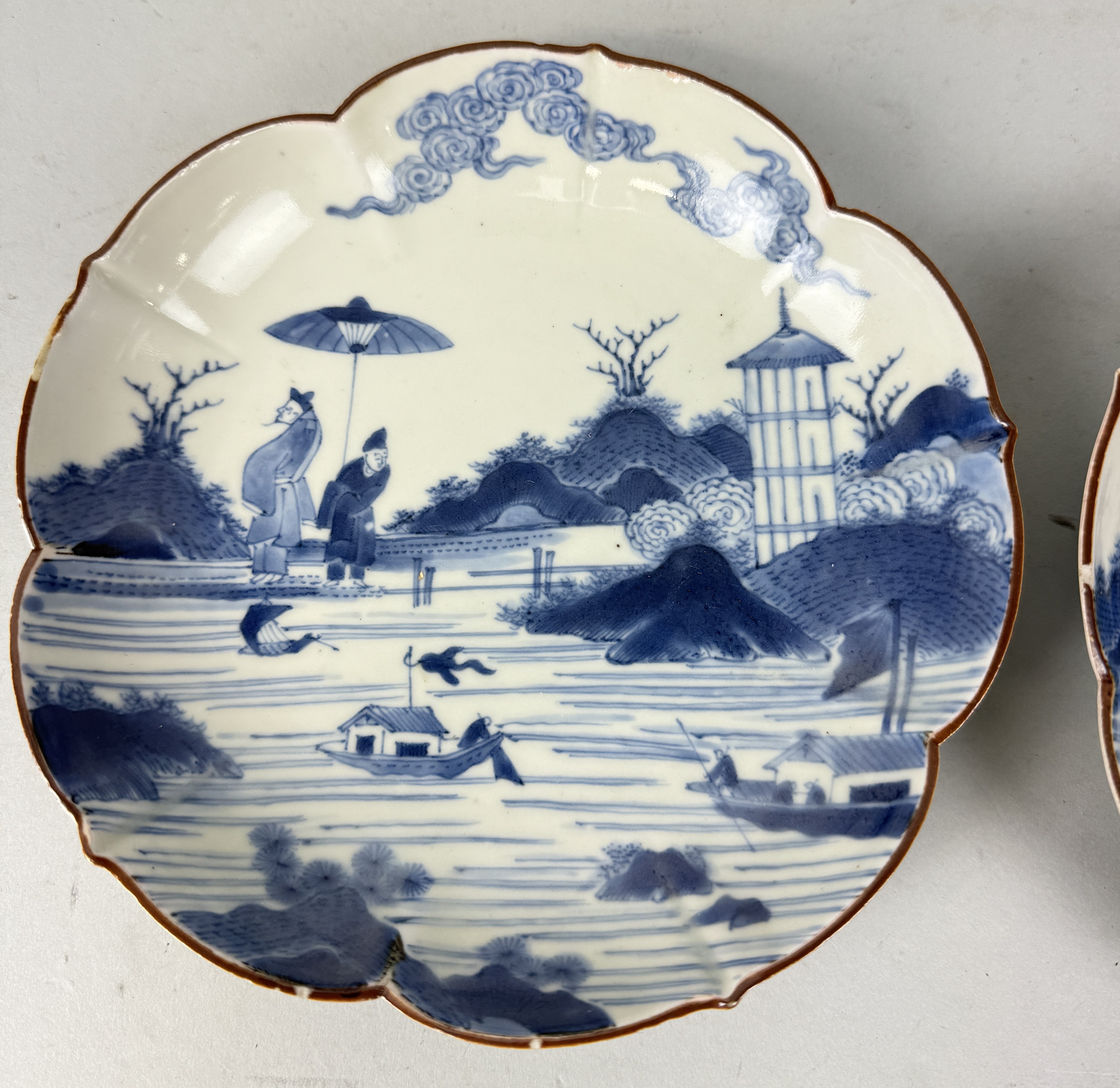 Lot 233 - A PAIR OF JAPANESE ARITA WARE LOBED DISHES,