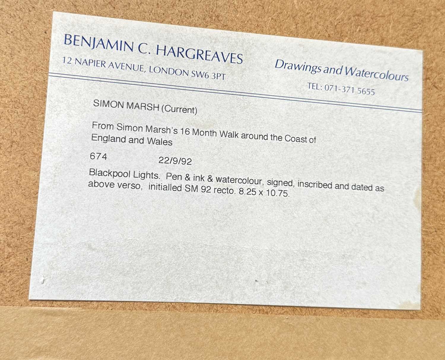 Lot 597 - SIMON MARSH: A PEN, INK AND WATERCOLOUR