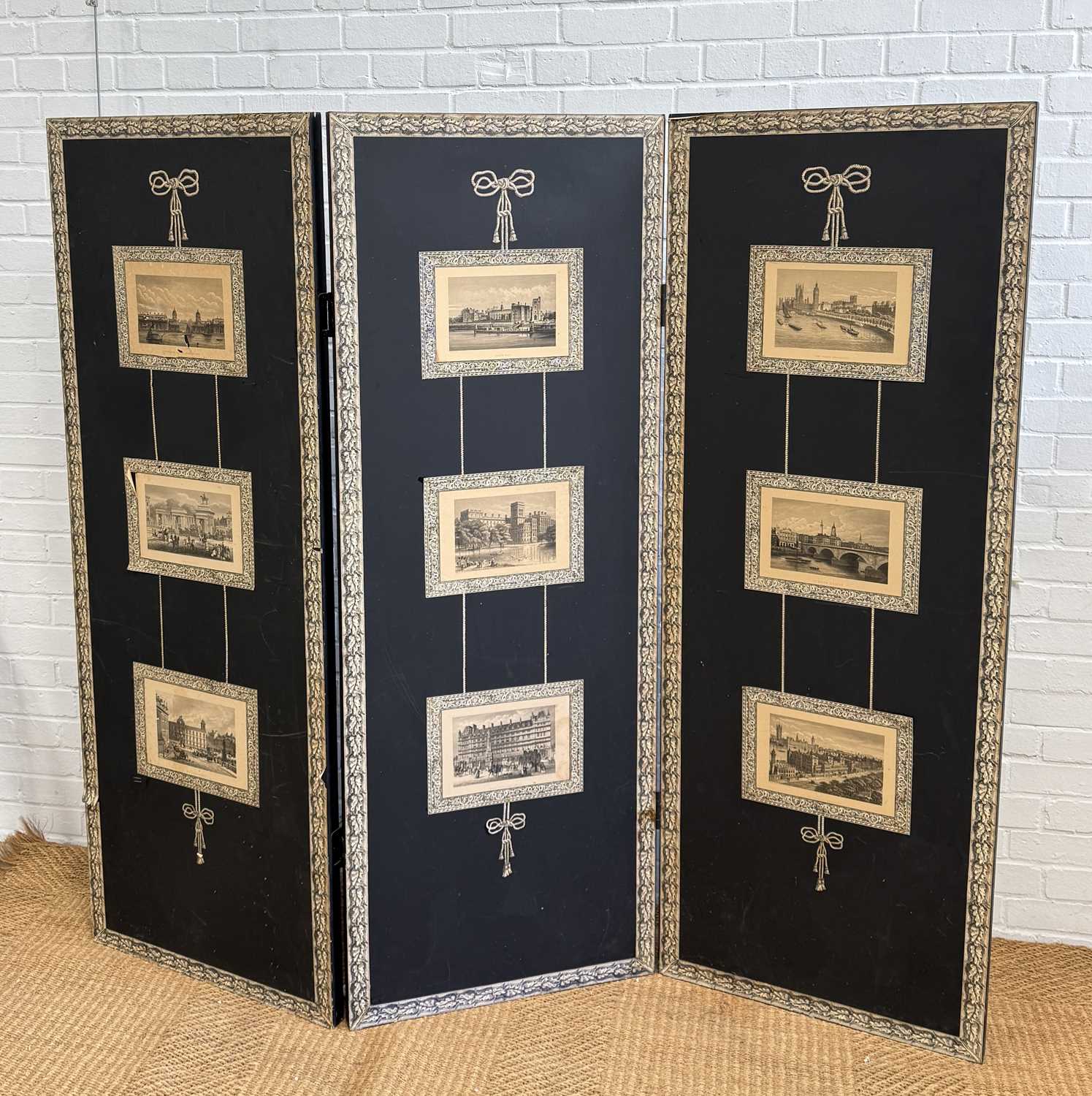 Lot 743 - A REGENCY STYLE PAINTED WOODEN SCREEN WITH