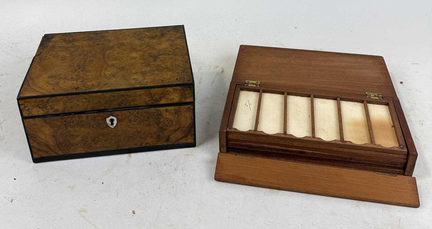 Lot 533 - AN ANTIQUE MICROSCOPE SLIDE CASE TOGETHER
