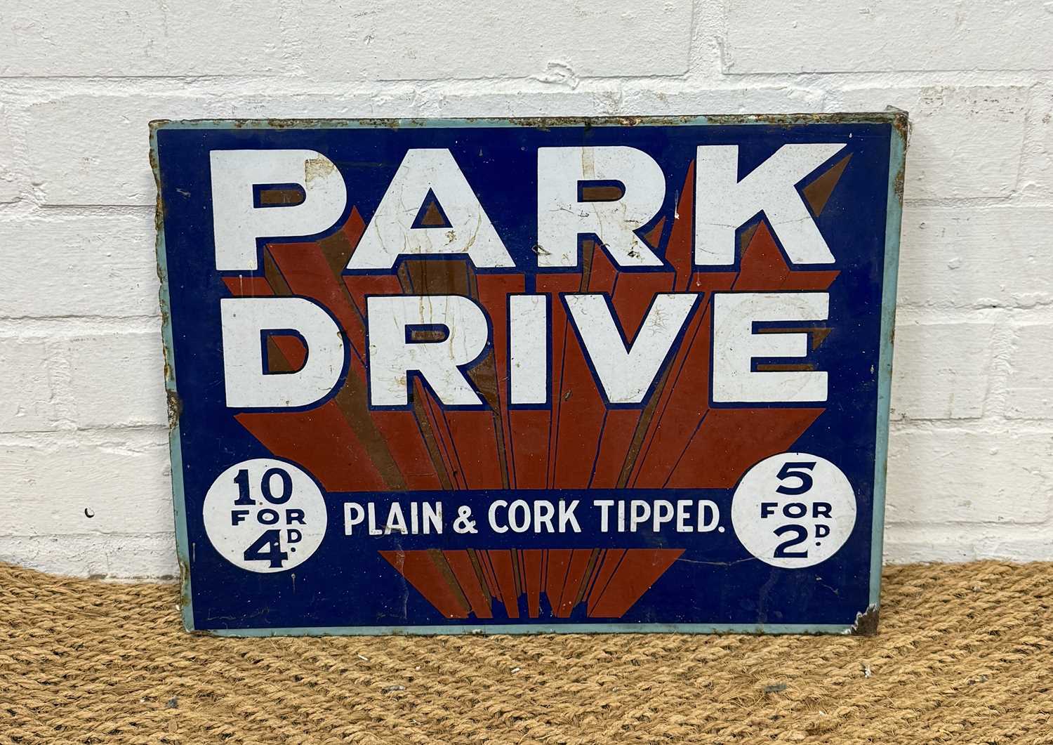 Lot 637 - PARK DRIVE CIGARETTES: A DOUBLE SIDED ENAMEL