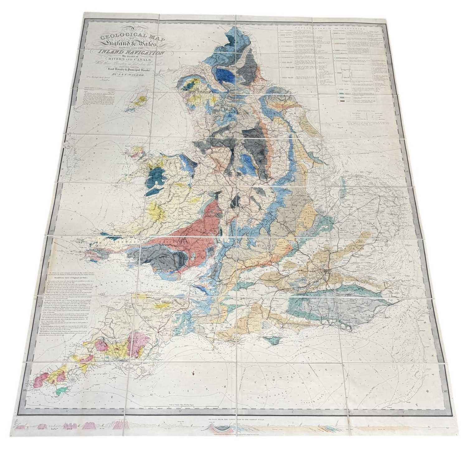 Lot 966 - A GEOLOGICAL MAP OF ENGLAND AND WALES BY J&C