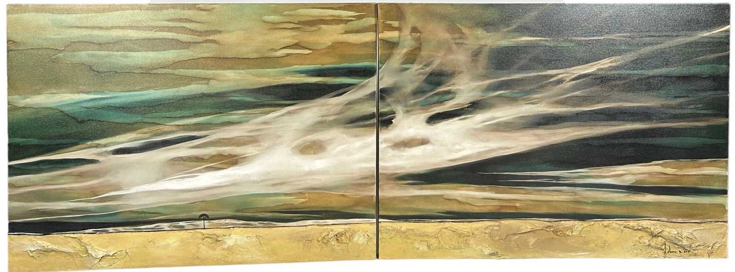 Lot 79 - KATHERINE WOOD (B.1975) TWO LARGE MIXED MEDIA